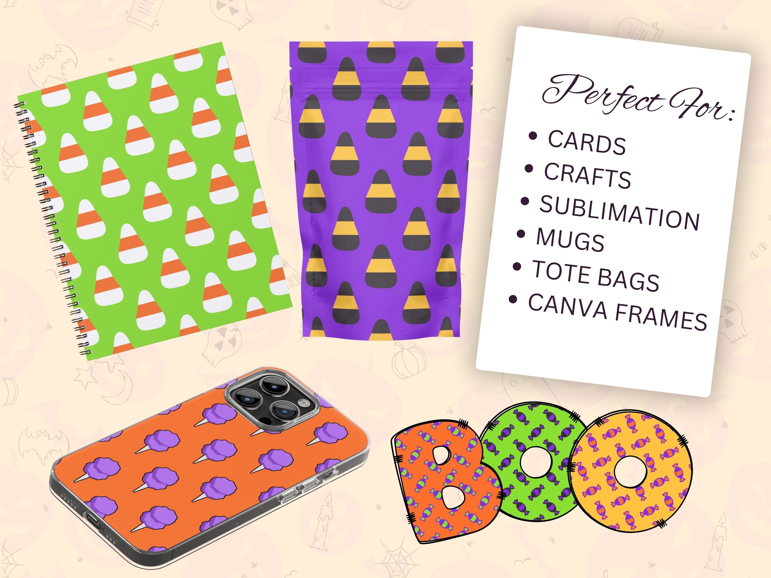 Halloween Candy Digital Paper Seamless Pattern Digital Backgrounds - Etsy