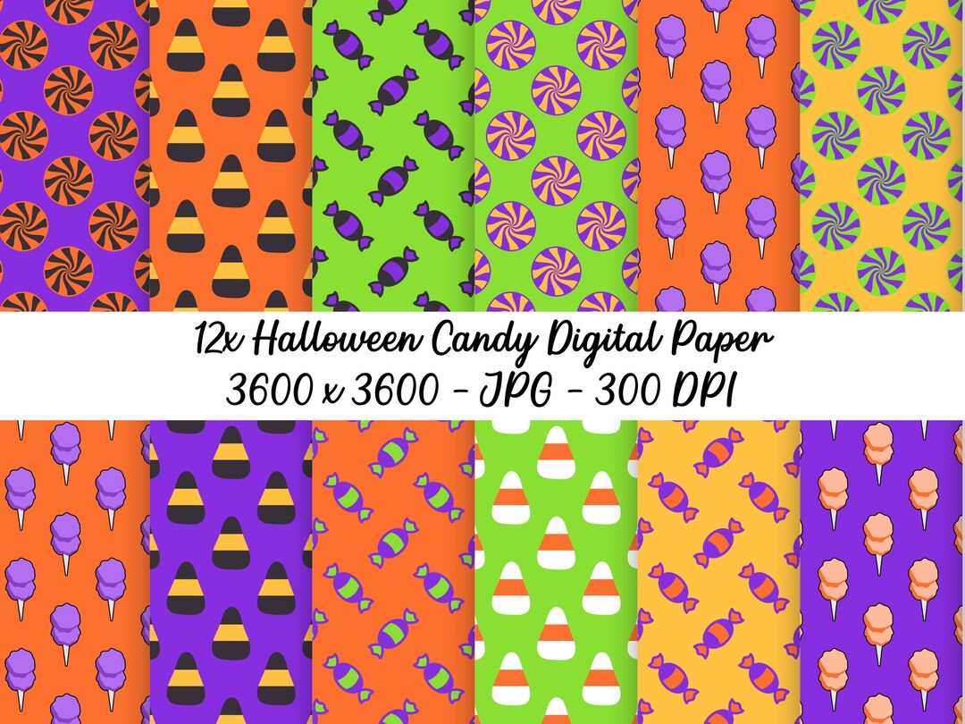 Halloween Candy Digital Paper Seamless Pattern Digital Backgrounds - Etsy