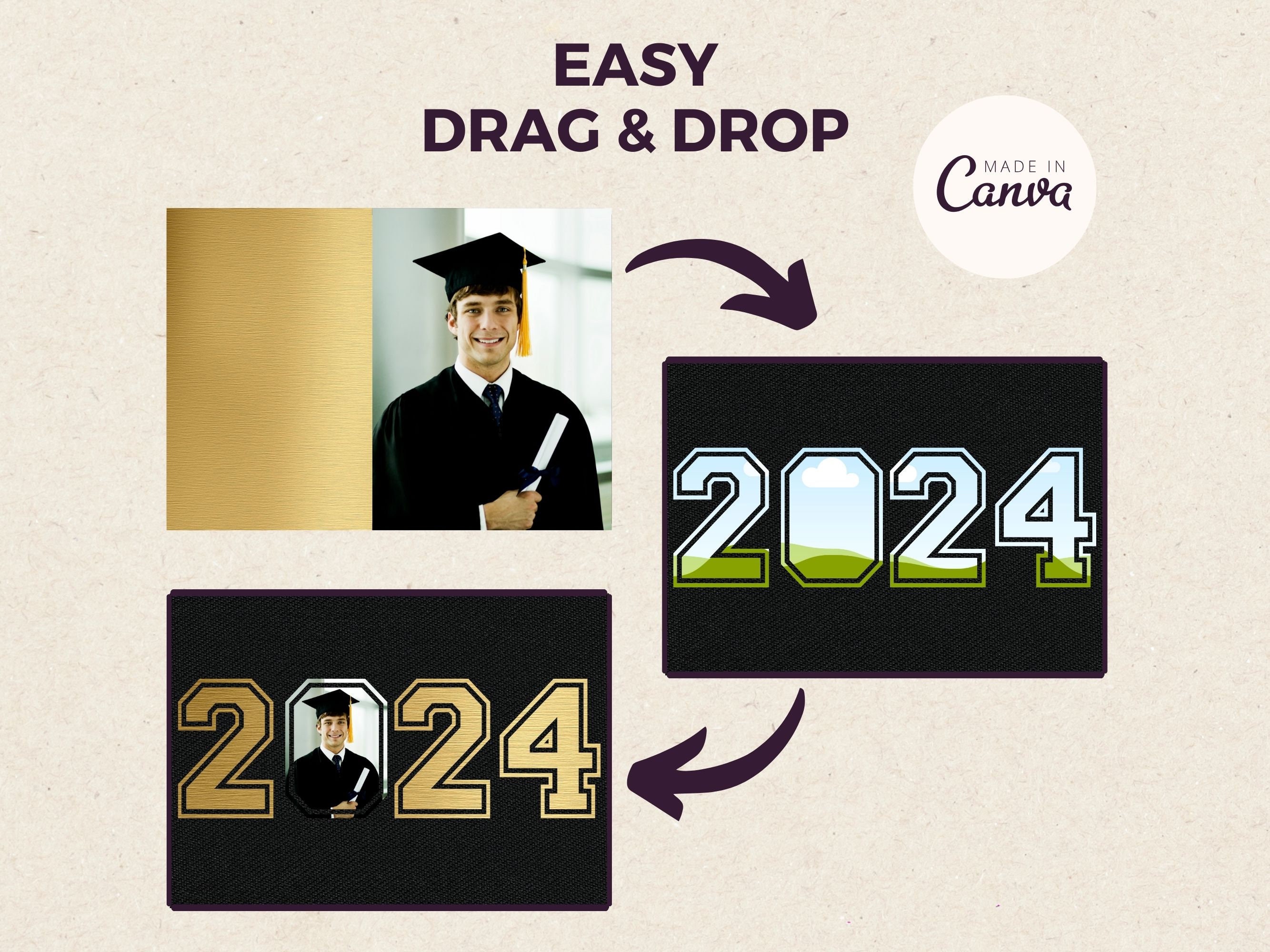 Graduation 2024 Canva Frames Easy Drag and Drop Canva Template Digital Download Create Your Own ...