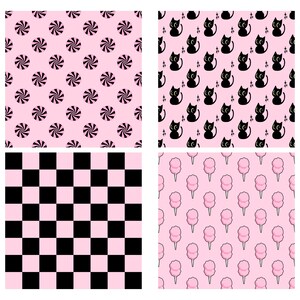 Pink and Black Halloween Digital Paper Seamless Patterns Digital ...