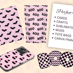 Pink and Black Halloween Digital Paper Seamless Patterns Digital ...