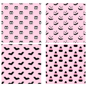 Pink and Black Halloween Digital Paper Seamless Patterns Digital ...