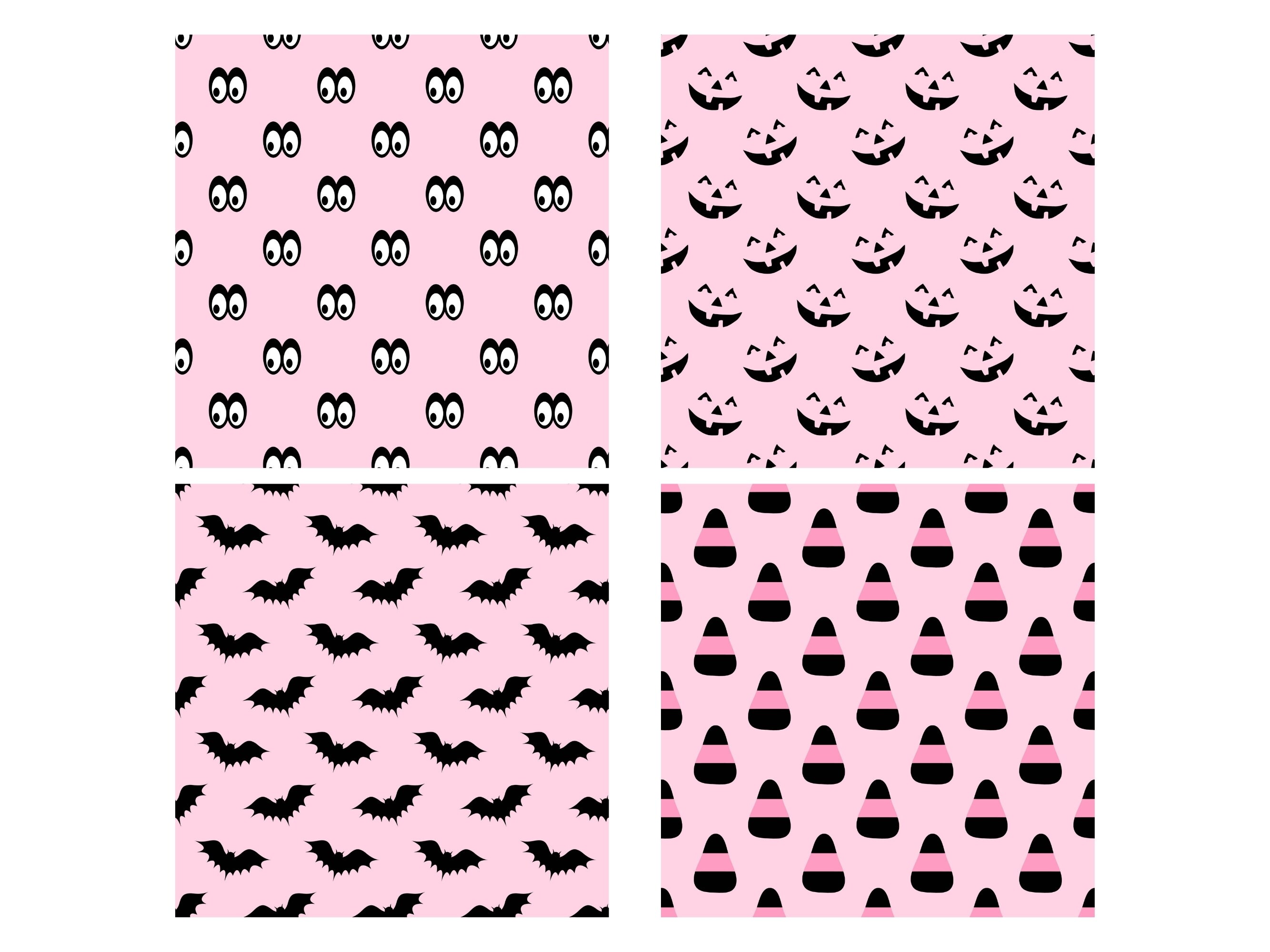 Pink and Black Halloween Digital Paper Seamless Patterns Digital ...