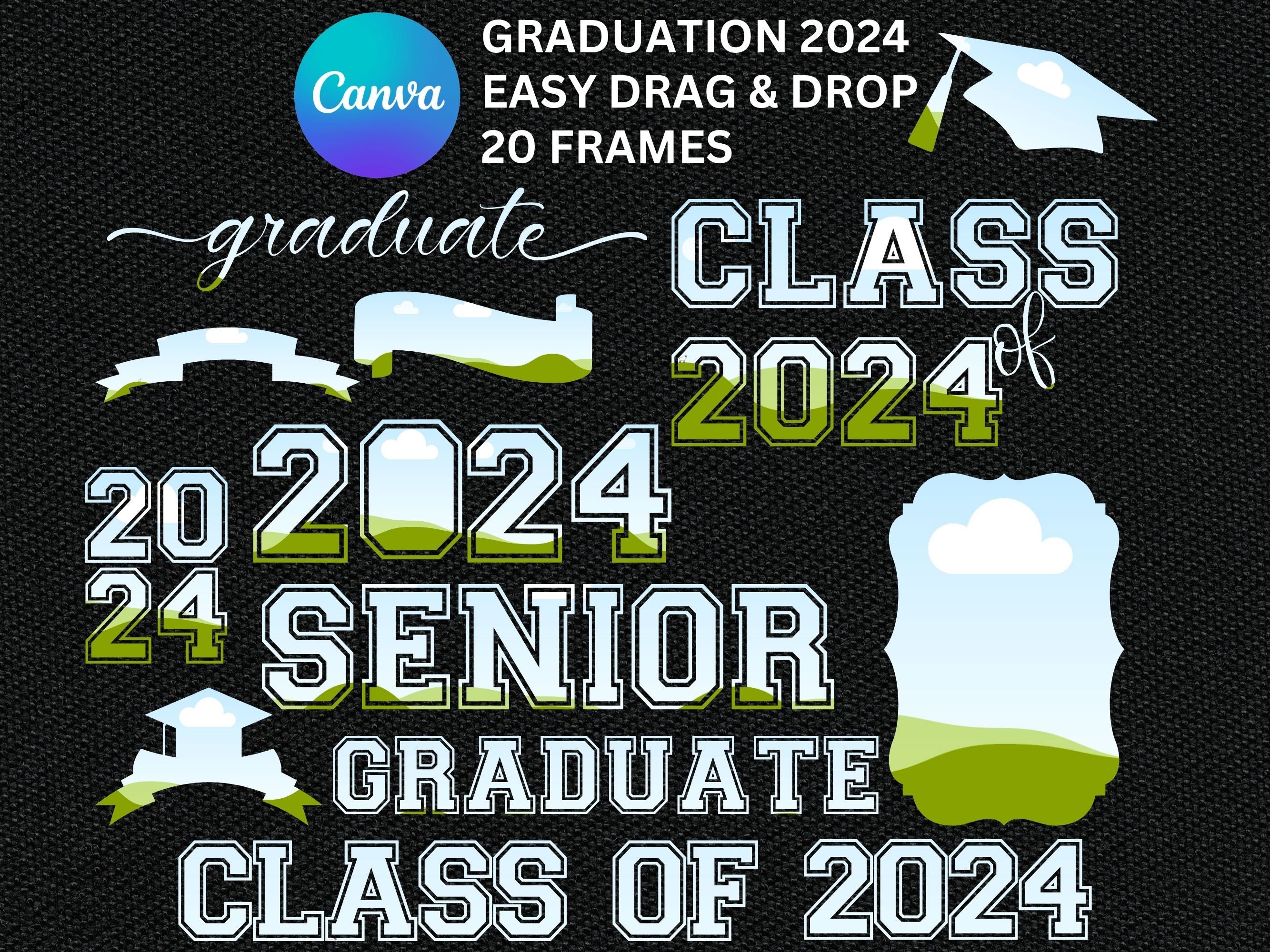 Graduation 2024 Canva Frames Easy Drag and Drop Canva Template Digital ...