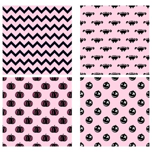 Pink and Black Halloween Digital Paper Seamless Patterns Digital ...