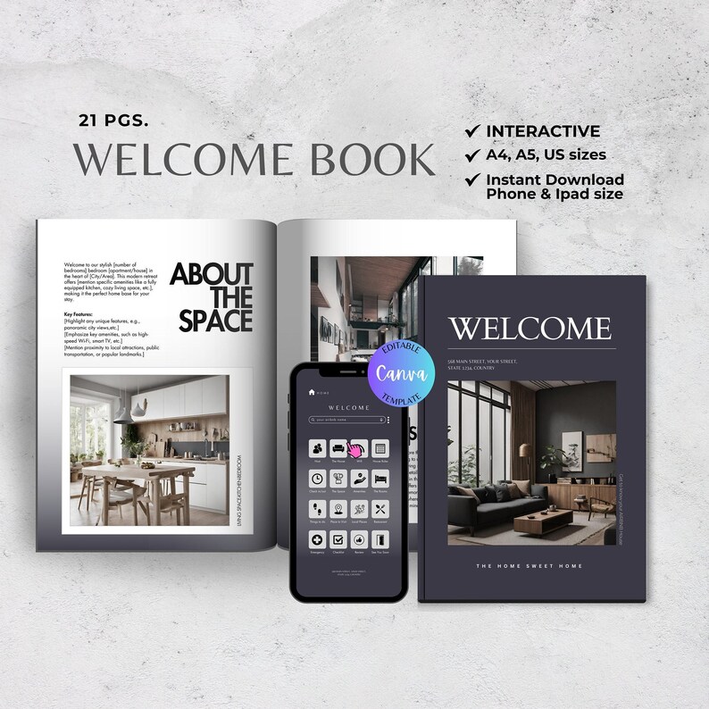 Air Bnb Welcome Book Canva Template Digital Download Guests Wifi Sign ...