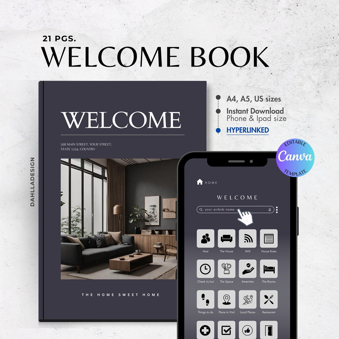 Airbnb Welcome Book Canva Template Air Bnb Booking Guests Welcome Book ...