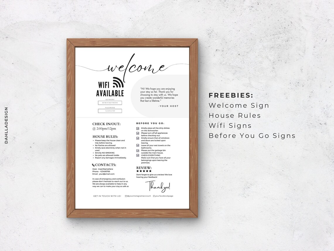 Airbnb Welcome Book Canva Template Welcome Book Sign VRBO Airbnb ...