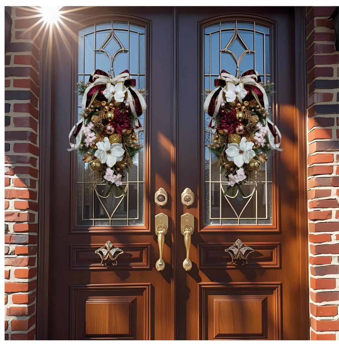 Victorian Christmas Swags, White Poinsettia, Burgundy and Gold Decor - Etsy