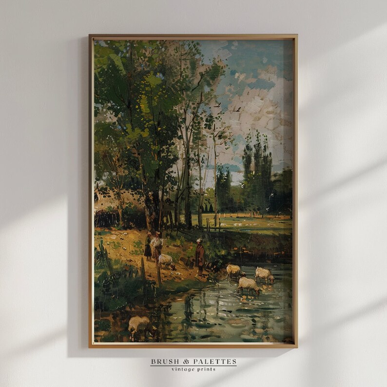 Spring Landscape Painting / Vintage Oil Landscape Painting / PRINTABLE ...