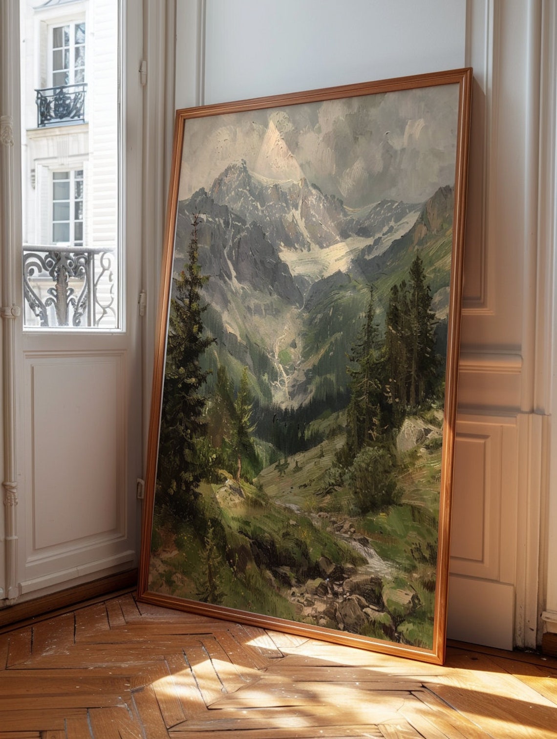 Rustic Mountain Landscape Print / Vintage Nature Painting PRINTABLE - Etsy