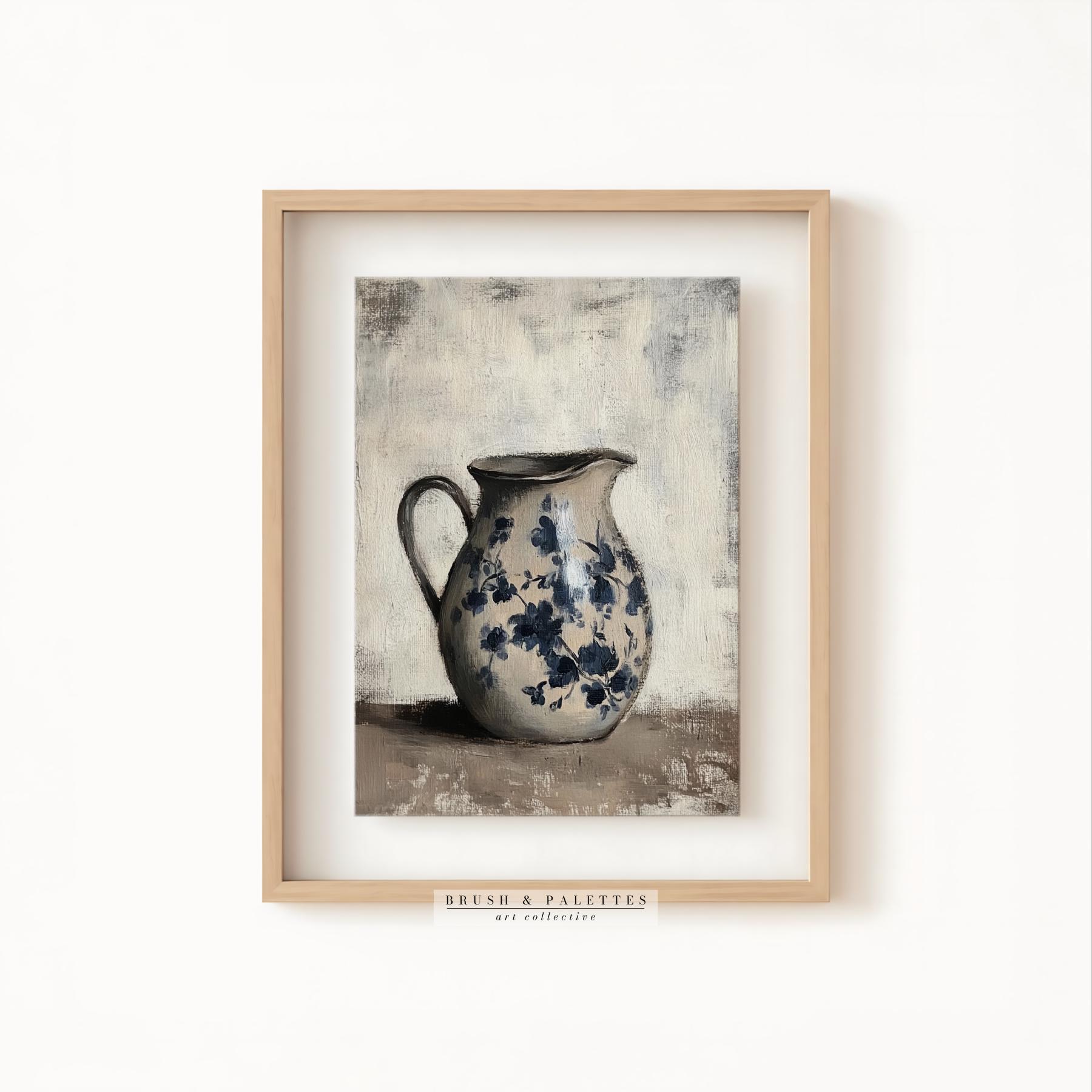 Floral Pitcher Still Life: Vintage Country Kitchen Art (digital ...
