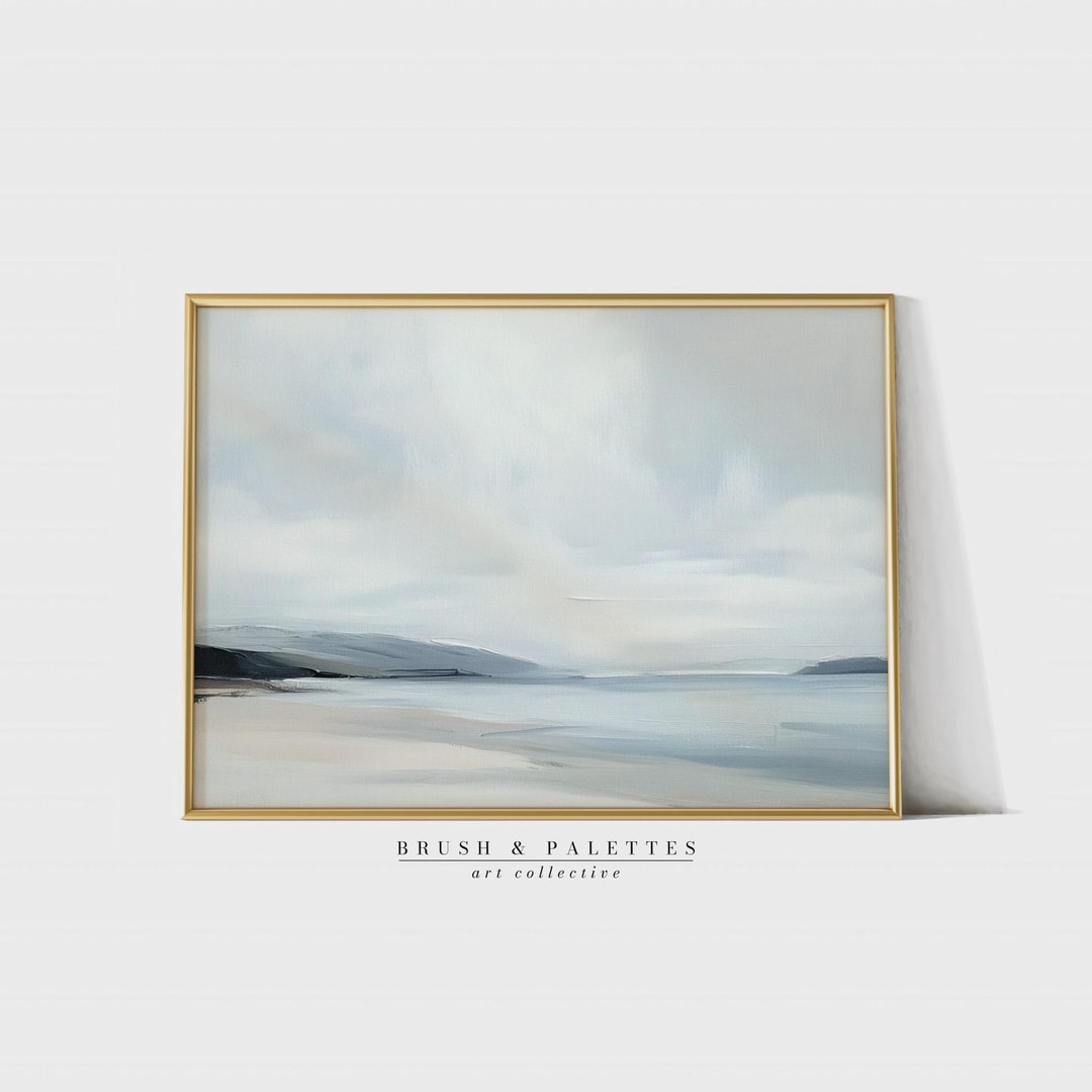 Minimalist Ocean Beach Landscape Painting | PRINTABLE Digital Coastal ...