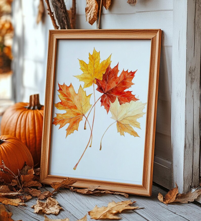 Printable Autumn Leaves Art Fall Foliage Wall Decor Botanical Nature ...