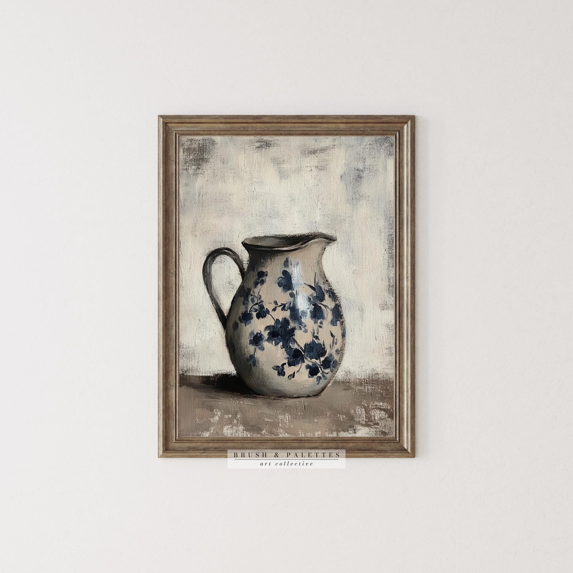 Floral Pitcher Still Life: Vintage Country Kitchen Art (digital ...