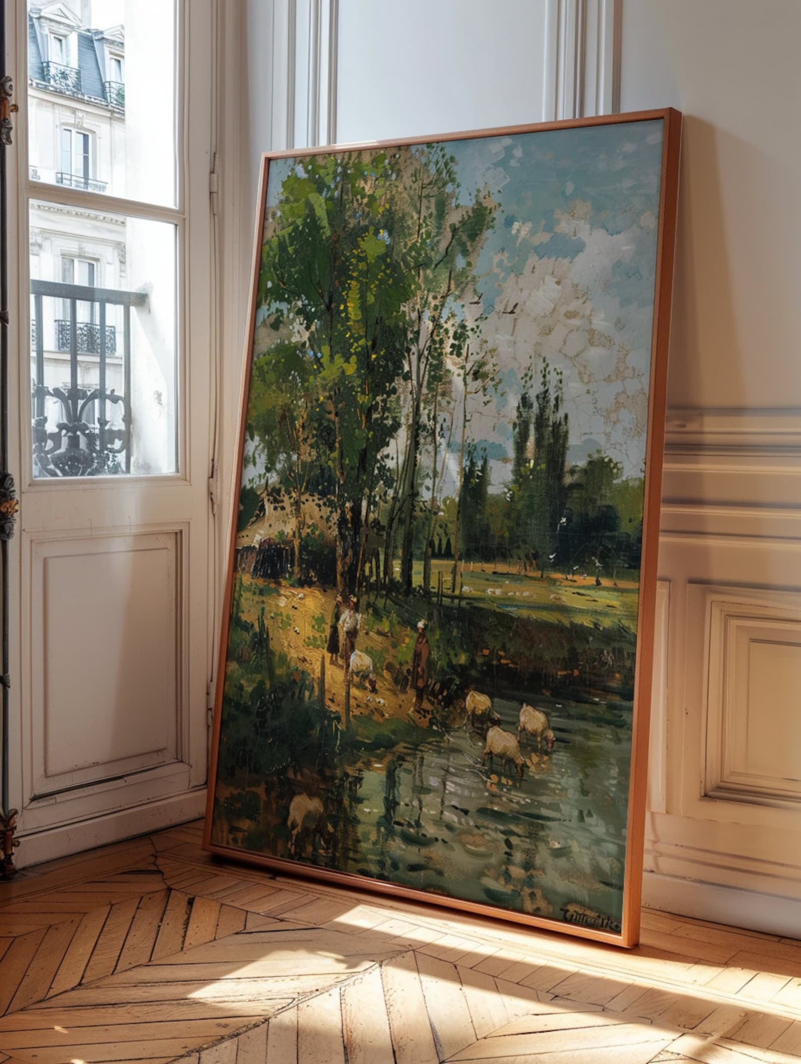 Spring Landscape Painting / Vintage Oil Landscape Painting / PRINTABLE ...