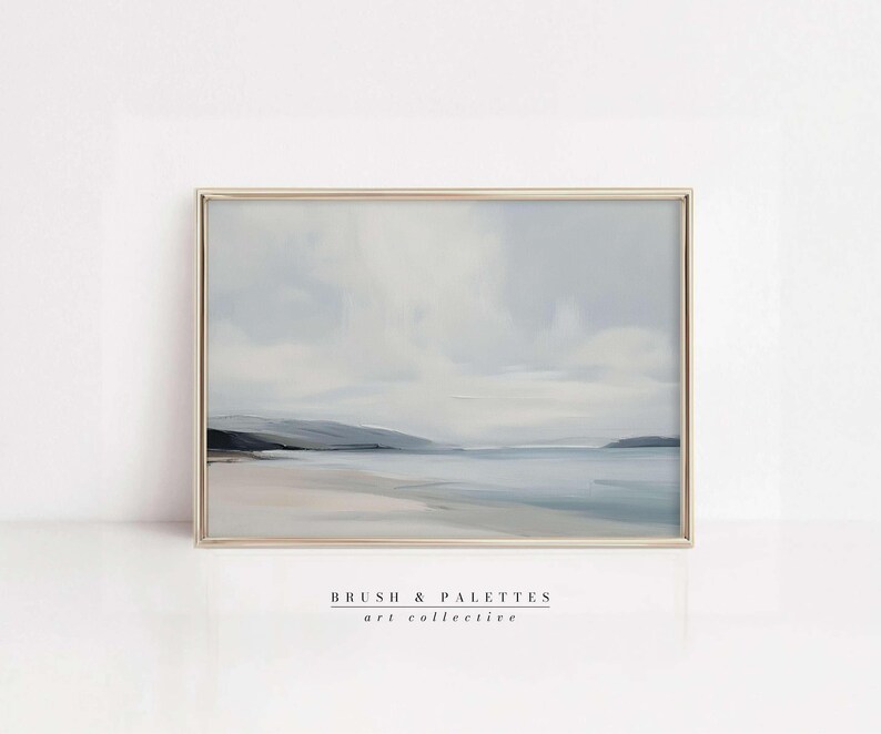 Neutral Coastal Wall Art Beach Landscape Painting Seascape Minimalist ...