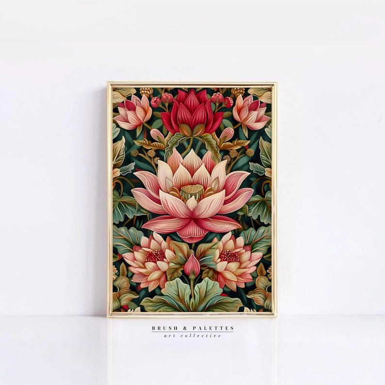 Indian Lotus Flower Lotus Printable Wall Art Indian Vintage Pichwai ...