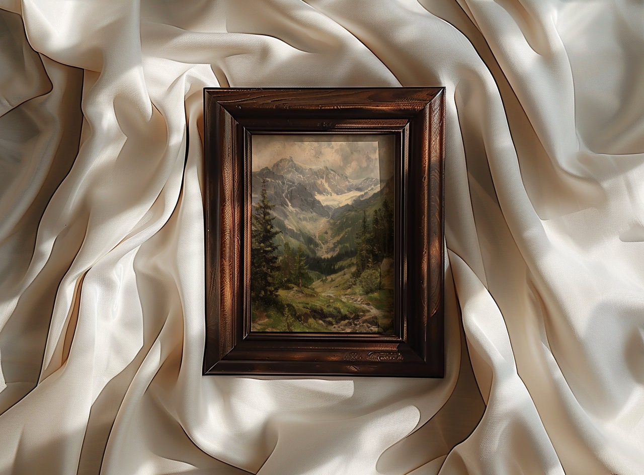 Rustic Mountain Landscape Print / Vintage Nature Painting PRINTABLE - Etsy