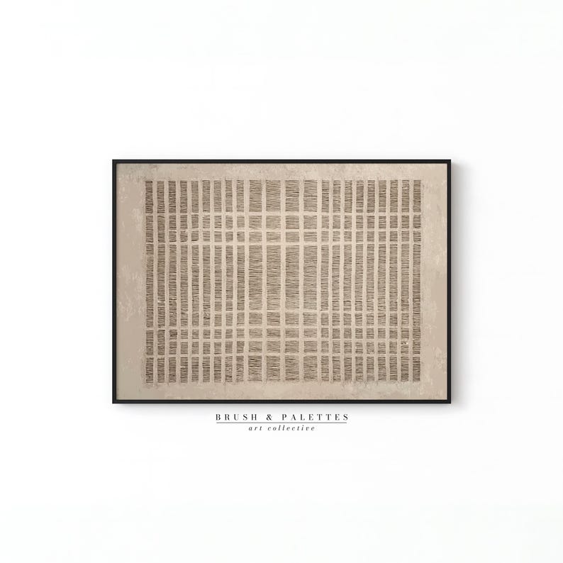 Neutral Linework Grid: Minimalist Geometric Abstract Painting (digital ...