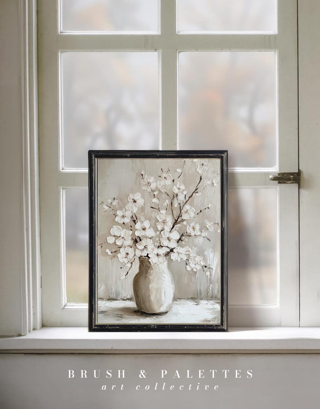White Blossom Vase Print | PRINTABLE Textured Floral Still Life Wall ...