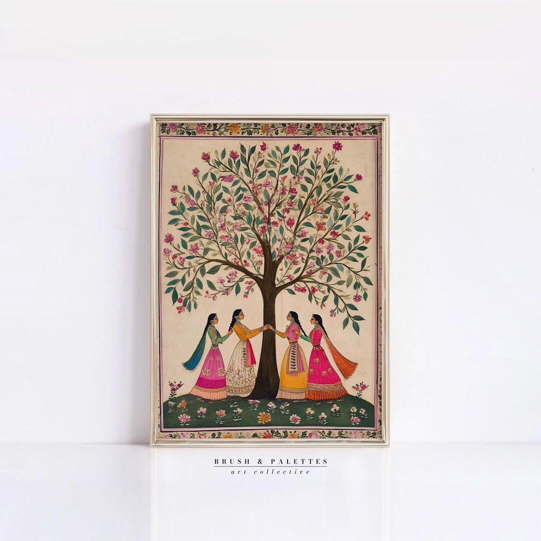 Indian Folk Art Tree Painting | PRINTABLE Vibrant Cultural Wall Art ...