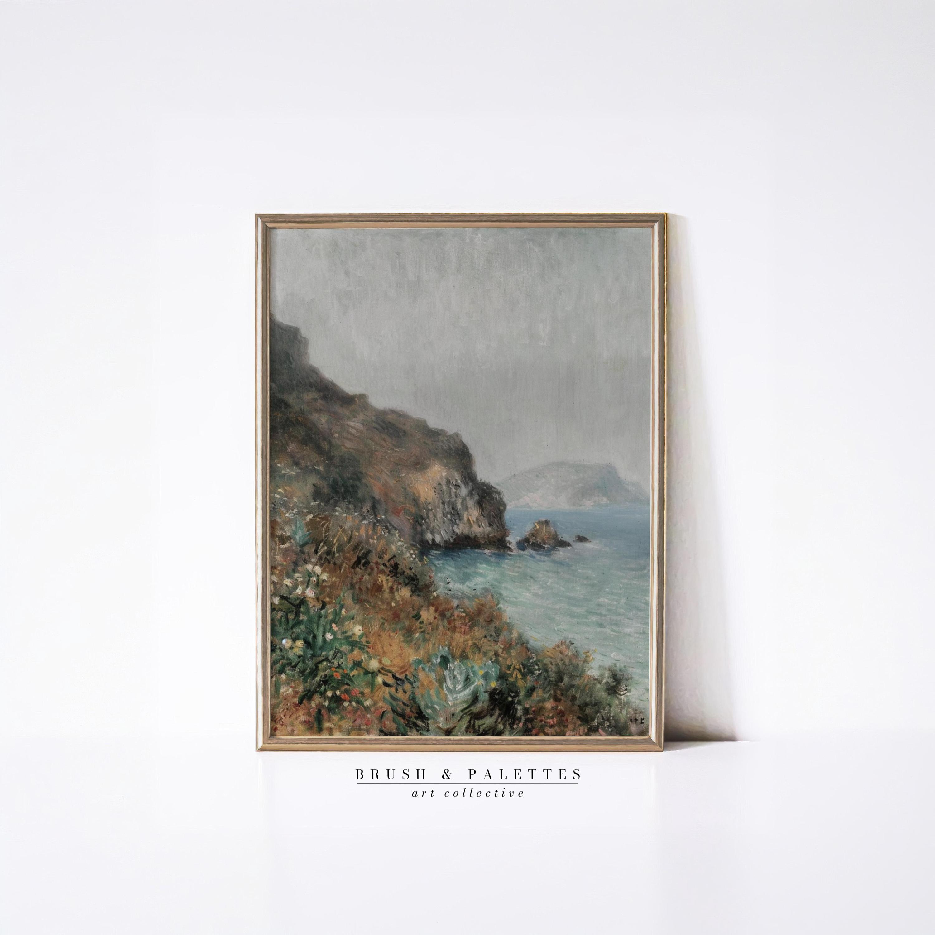 Misty Coastal Cliffside Print | PRINTABLE Seaside Landscape Wall Decor ...