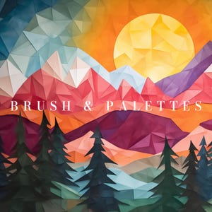 Abstract Geometric Mountain Landscape Digital Print | PRINTABLE Alpine ...