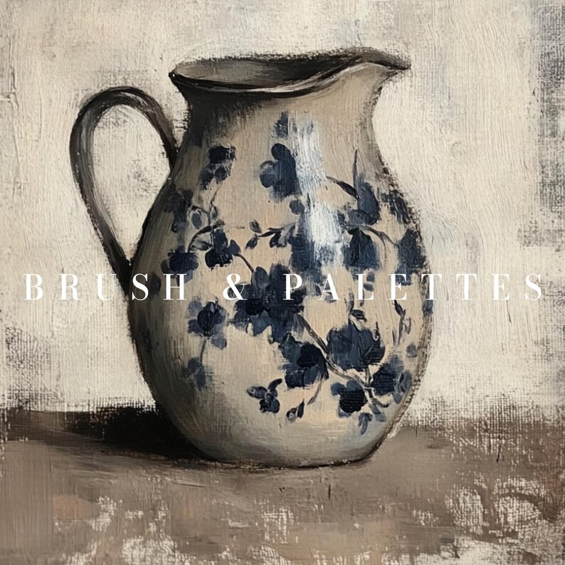 Floral Pitcher Still Life: Vintage Country Kitchen Art (digital ...