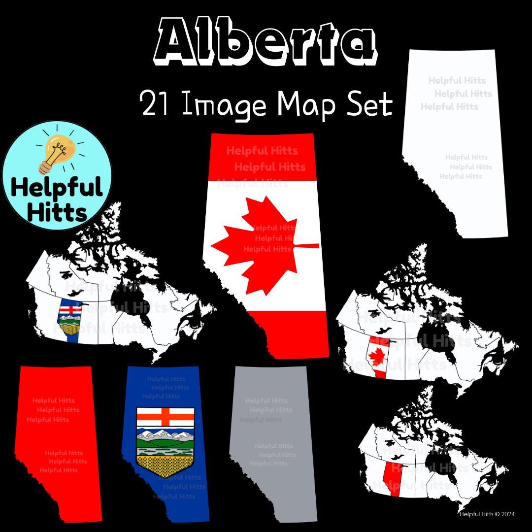 Alberta Map Set Clip Art (21 PNG Images) - Etsy