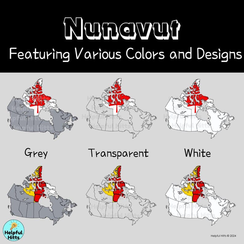 Nunavut Map Set Clip Art (21 PNG Images) - Etsy