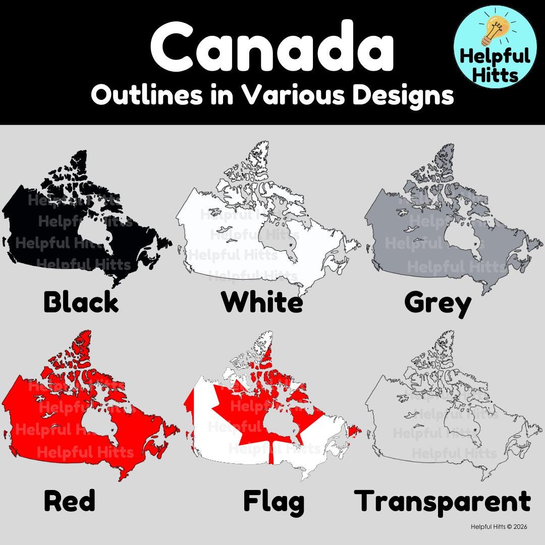 Canada Map Clipart Set: Provinces & Territories (11 PNG Images) - Etsy