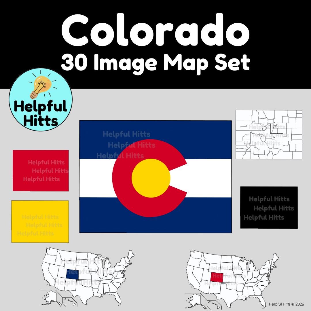 Colorado Map Set Clip Art With County and US Outlines (30 PNG Images ...