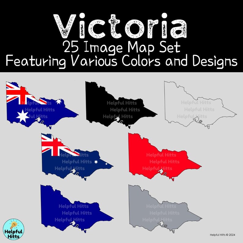 Victoria Map Set- Clipart for Teachers, Geography, Australia States and ...