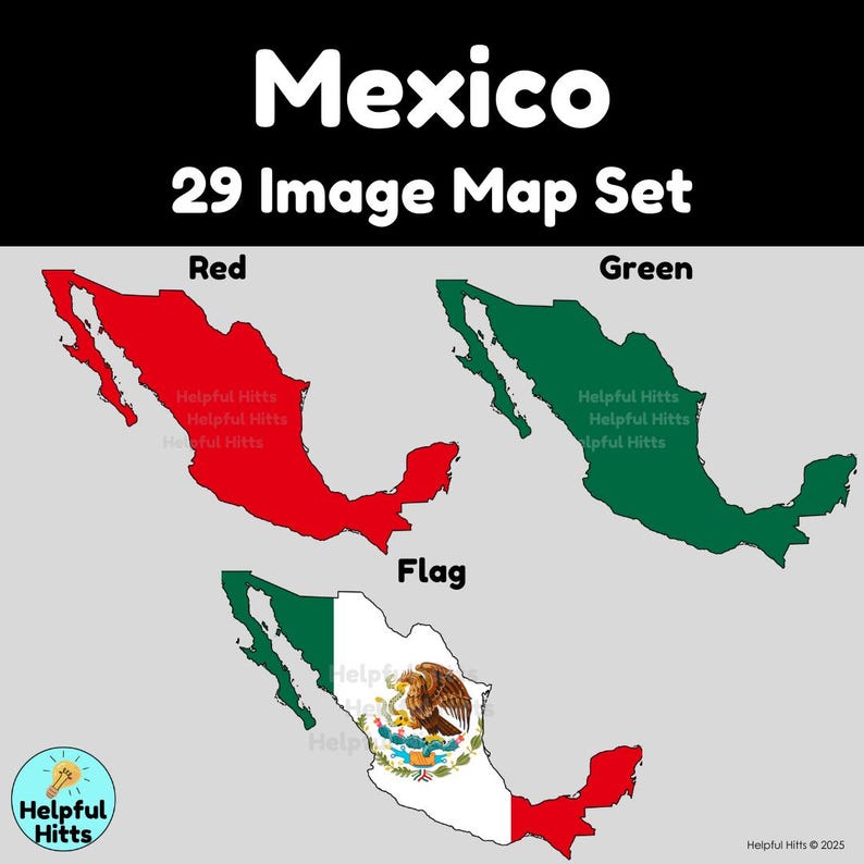 Mexico Map Set- Clip Art for Teachers, Geography, Social Studies ...