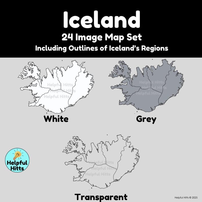Iceland Map Set- Clip Art for Teachers, Geography, European Countries ...