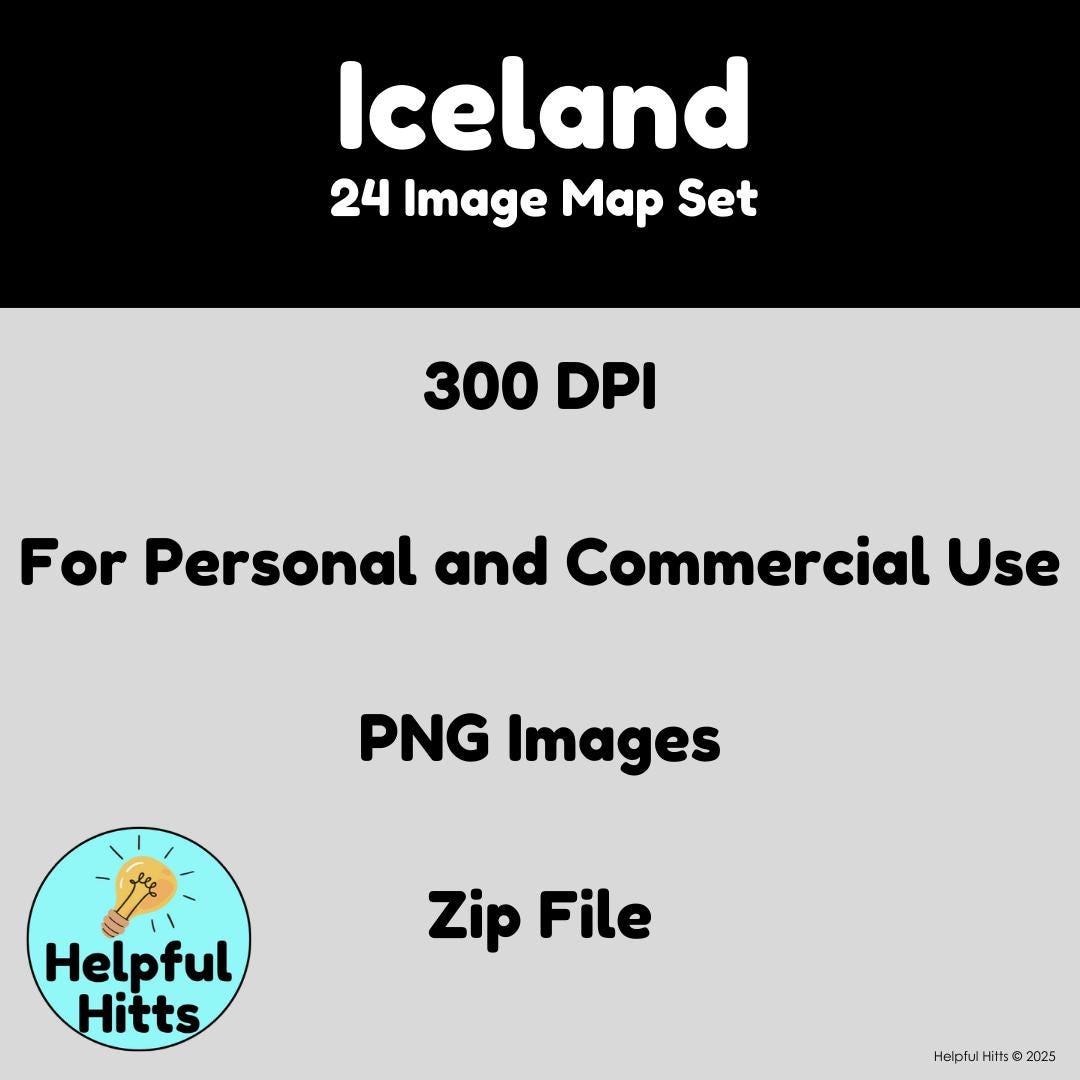 Iceland Map Set- Clip Art for Teachers, Geography, European Countries ...