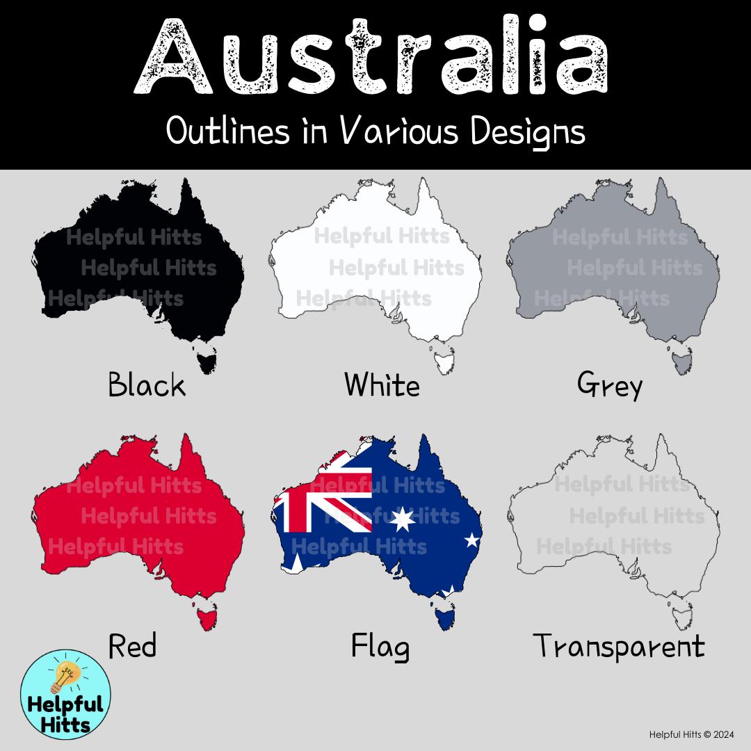 Australia Map Set Clipart Clipart for Teachers, Geography, Australian ...