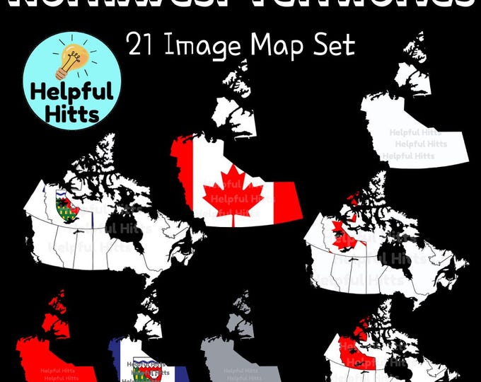 Canada Bright Colors Map Clip Art - North America - Instant Download ...