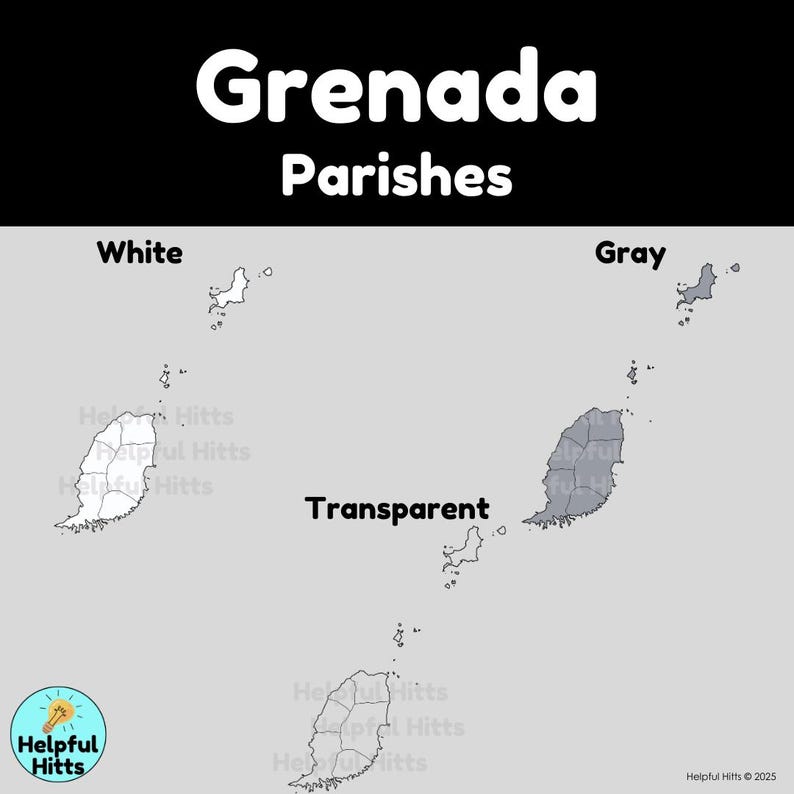 Grenada Map Clip Art Set: Caribbean Geography, Teacher Resources (PNG ...
