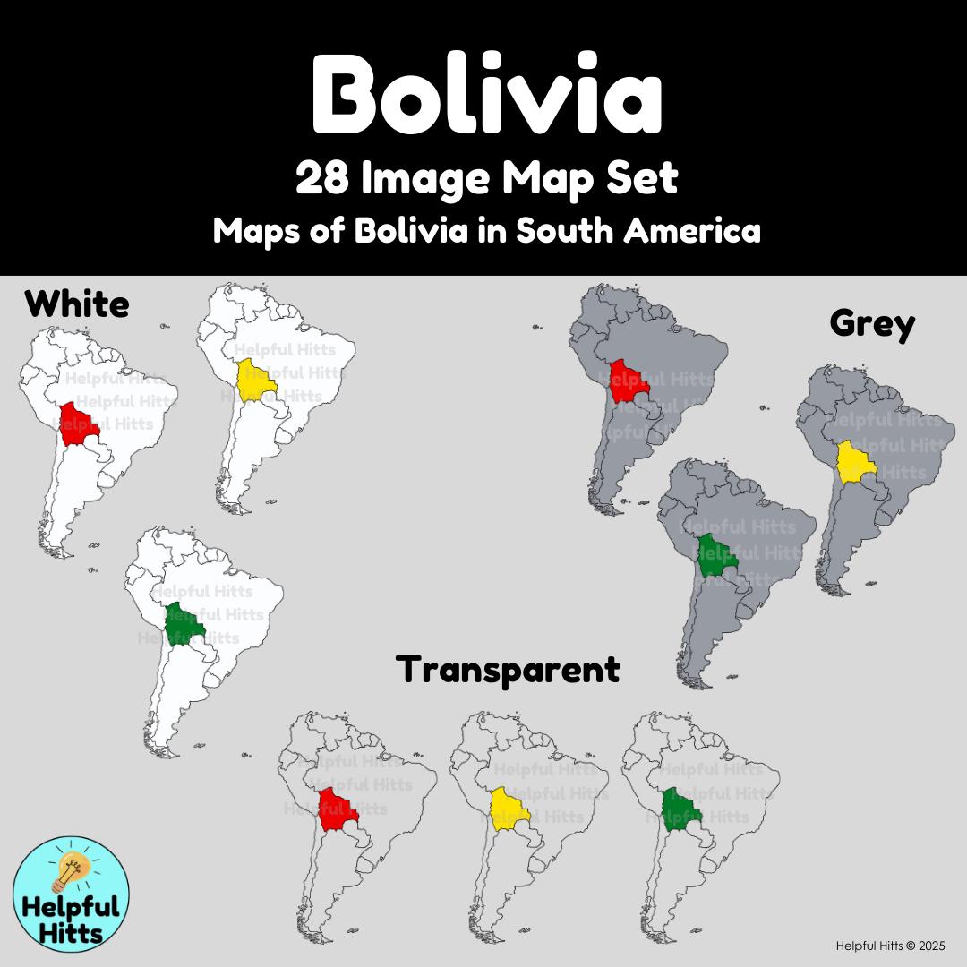 Bolivia Map Set- Clipart for Teachers, Geography, South American ...