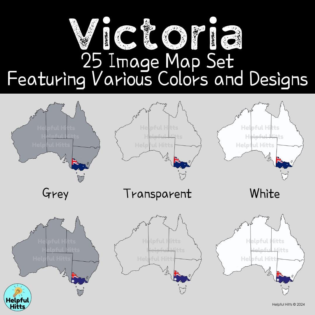 Victoria Map Set- Clipart for Teachers, Geography, Australia States and ...