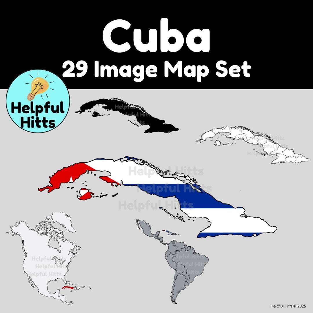 Cuba Map Set- Clipart for Teachers, Geography, Social Studies, Central ...