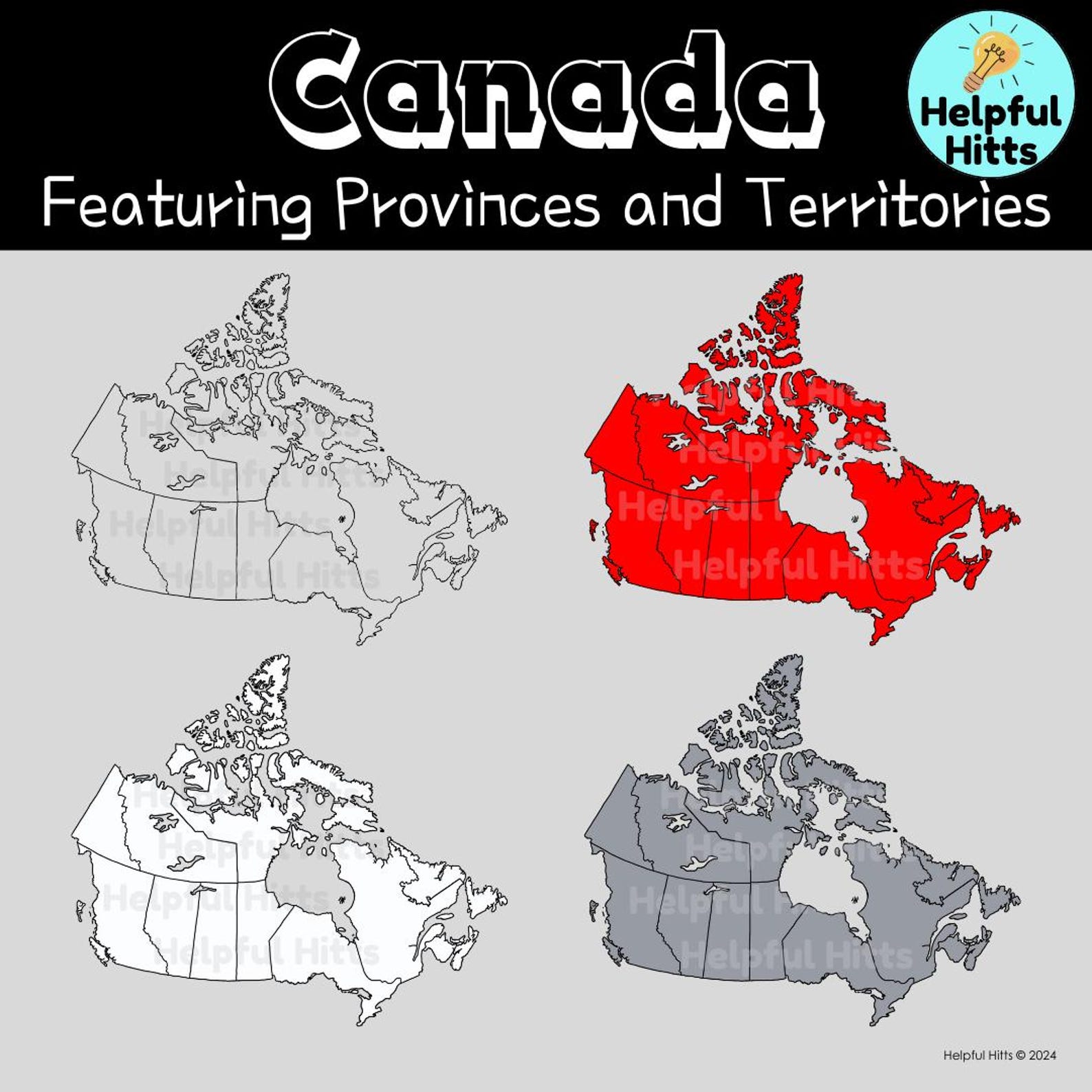 Canada Map Set Clipart- Clip Art for Teachers, Geography, Social ...