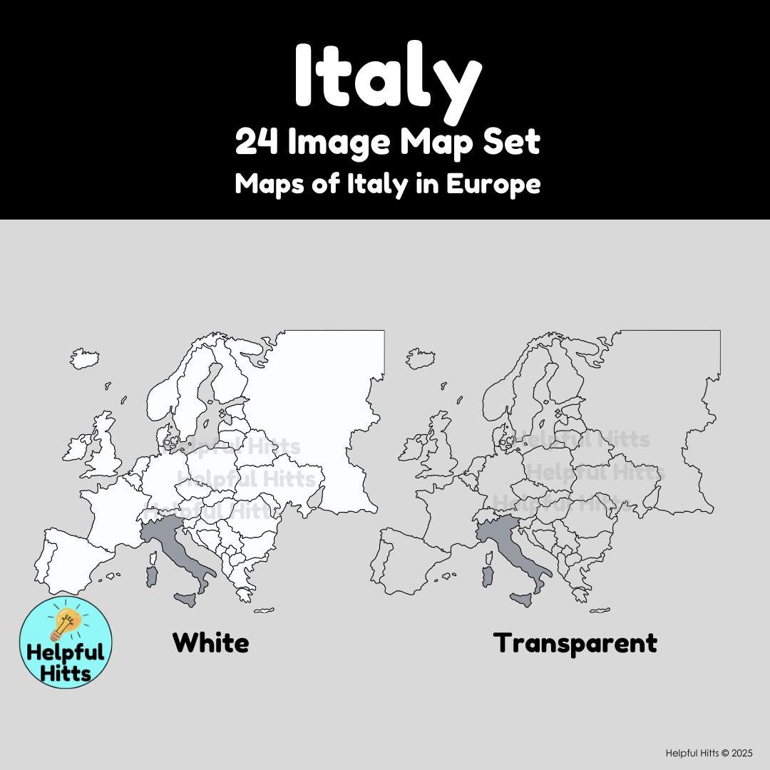 Italy Map Clip Art Set: Political, Provinces, Europe (24 PNG Images) - Etsy