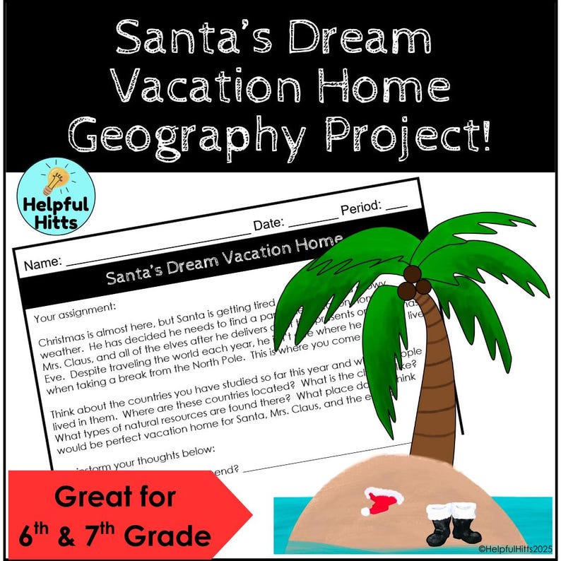 Santa's New Home- Christmas Social Studies Geography Project- 6th & 7th ...