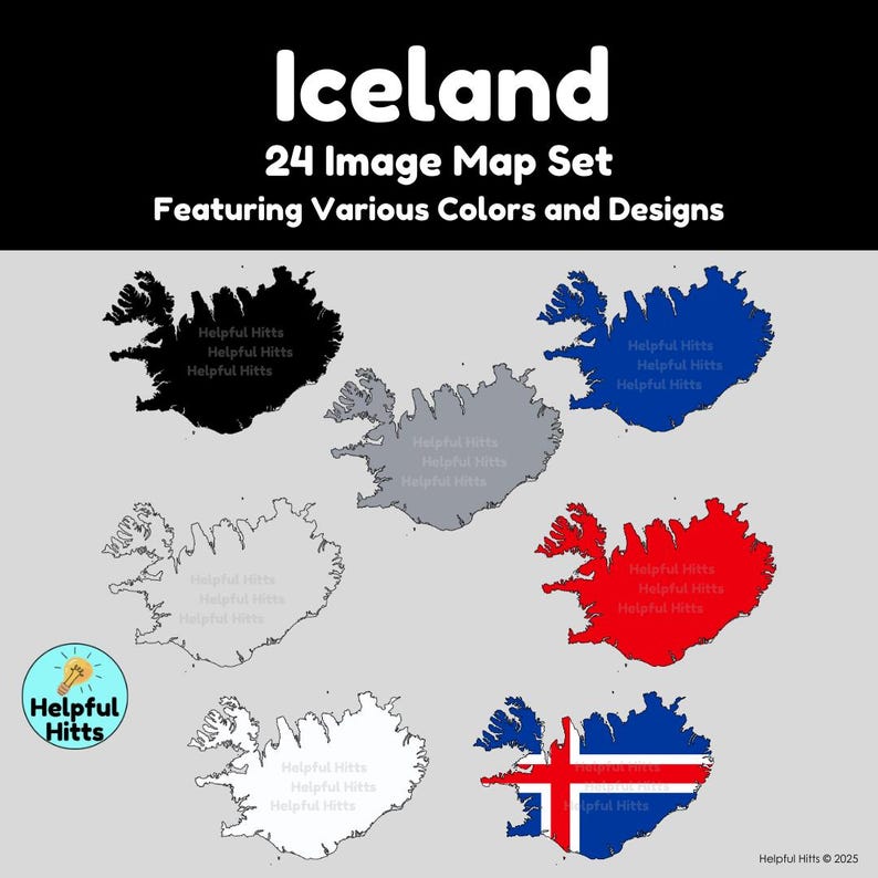 Iceland Map Set- Clip Art for Teachers, Geography, European Countries ...