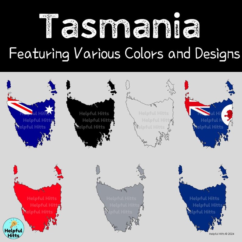 Tasmania Map Clip Art Set: Australian Geography (25 PNG Images) - Etsy