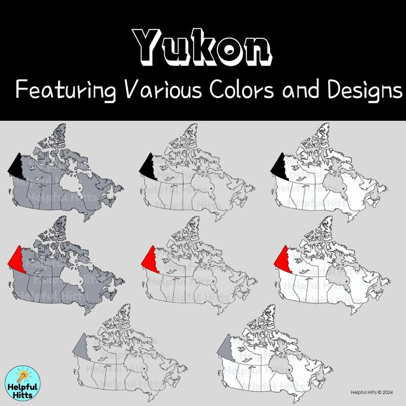 Yukon Map Set Clipart- Clipart for Teachers, Geography, Social Studies ...
