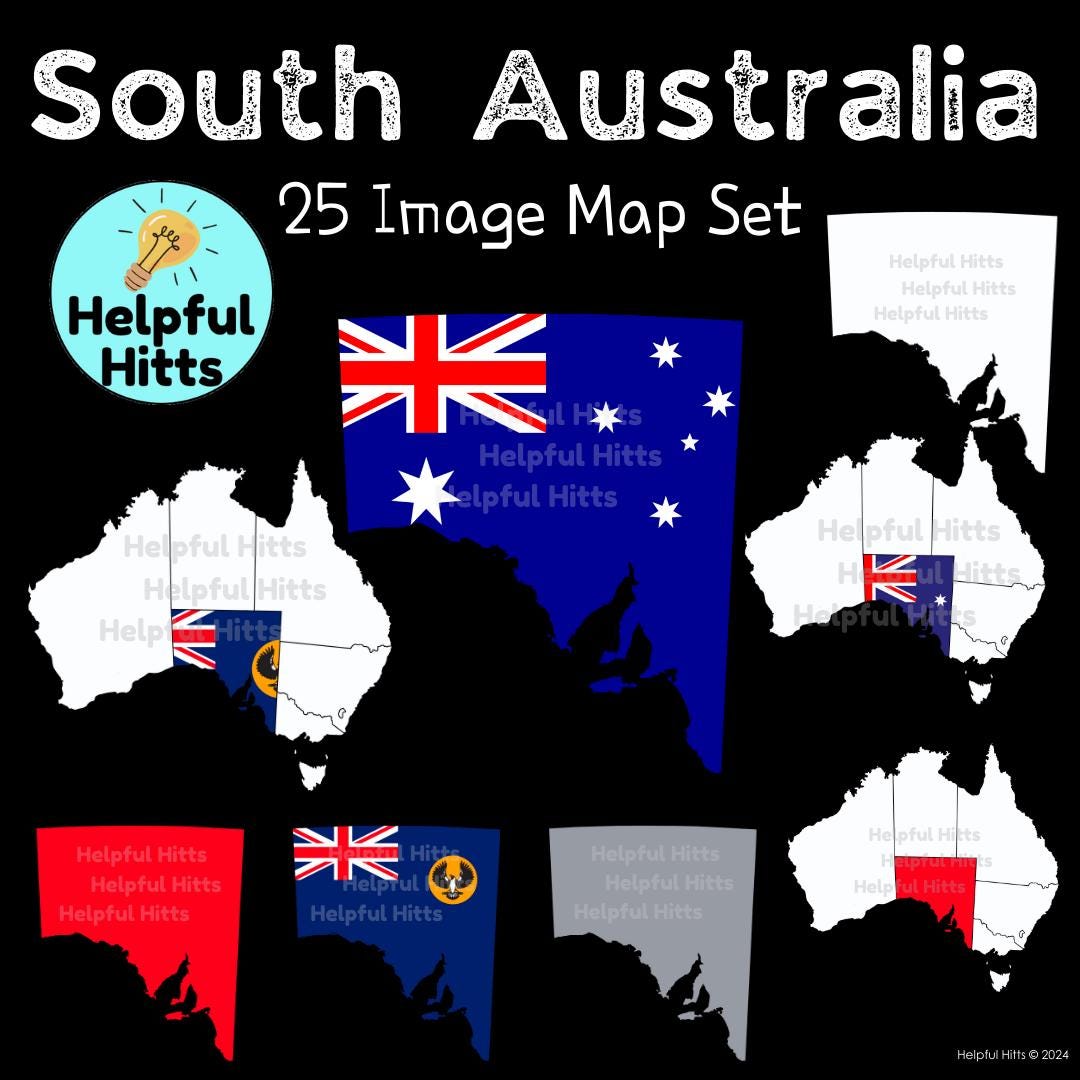 South Australia Map Set- Clipart for Teachers, Geography, Australia ...